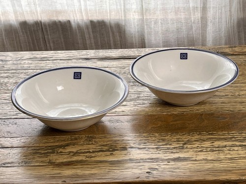 Vintage Pair GIVENCHY Paris Cereal Bowls - Yamaka Japan - Blue Trim | eBay