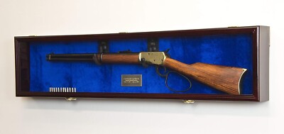 Gun Display Case Cabinet 54" Long Rifle Cherry Blue Wood Shotgun Rack ...