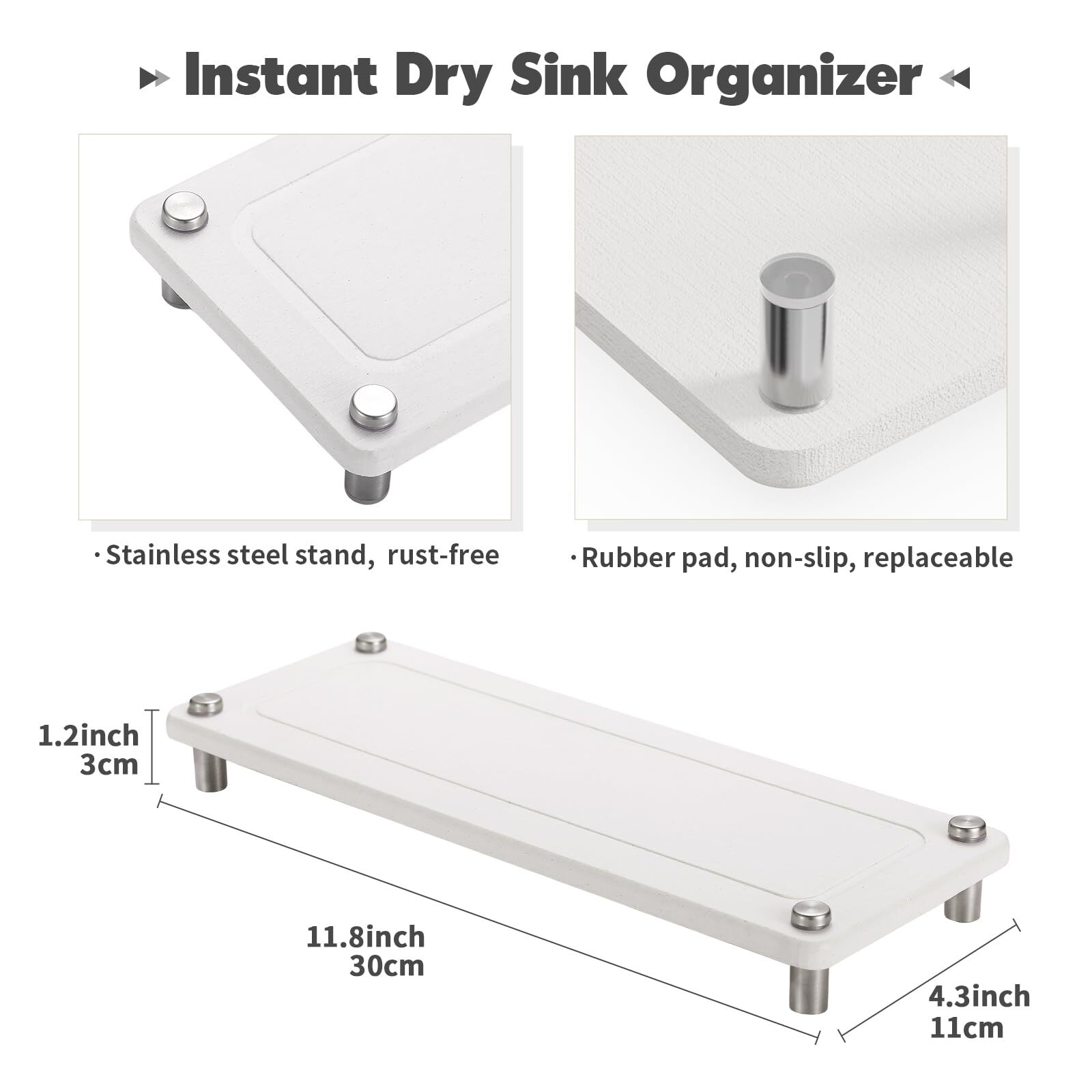 Fast Drying Stone Sink Tray Sink Caddy For Kitchen Counter Instant Dry ...