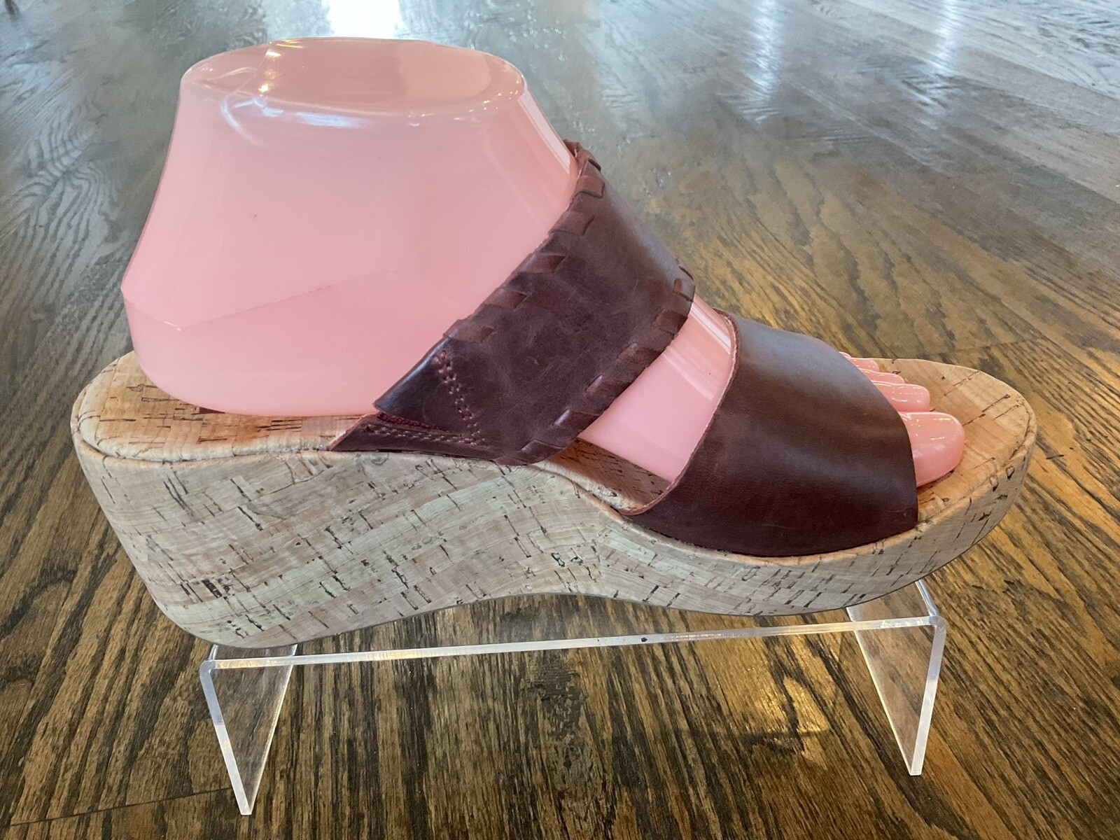 KORKS Kendri Burgunday Cork Wedge Platform 2 Strap Le… - Gem