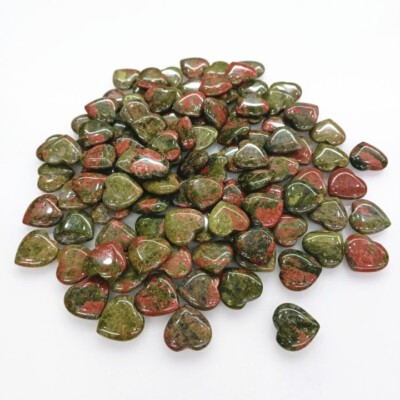 50pcs Natural Unakite Stone Healing Heart Gemstone for Home Decor ...
