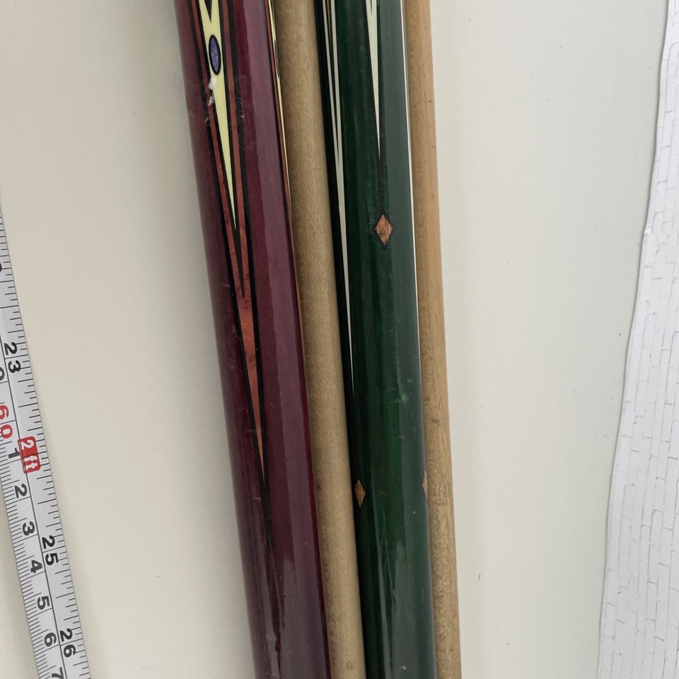 LOT OF 2 Orchid Two Piece Pool Billiards Cue Sticks 58” Wrapped Diamond ...