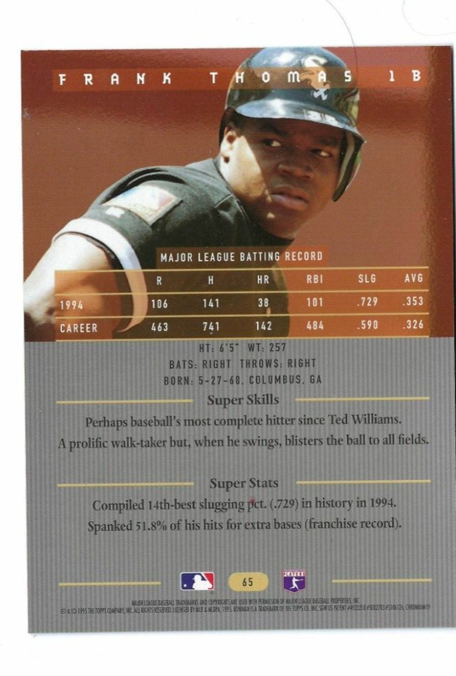 1995 Bowman’s Best Frank Thomas Jumbo 4x6 Refractor #65 - NM | eBay