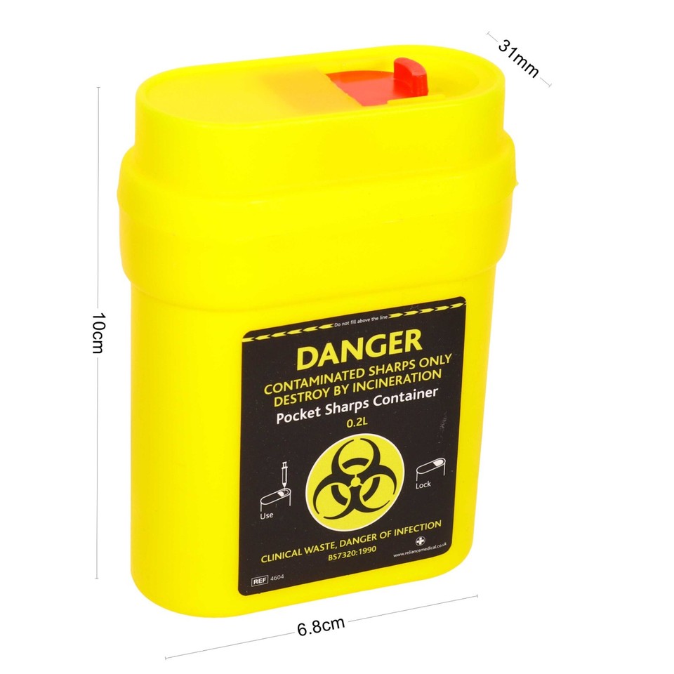 Sharpsafe Medical Sharps Needle Bin Medical Waste Container 0.2L ...