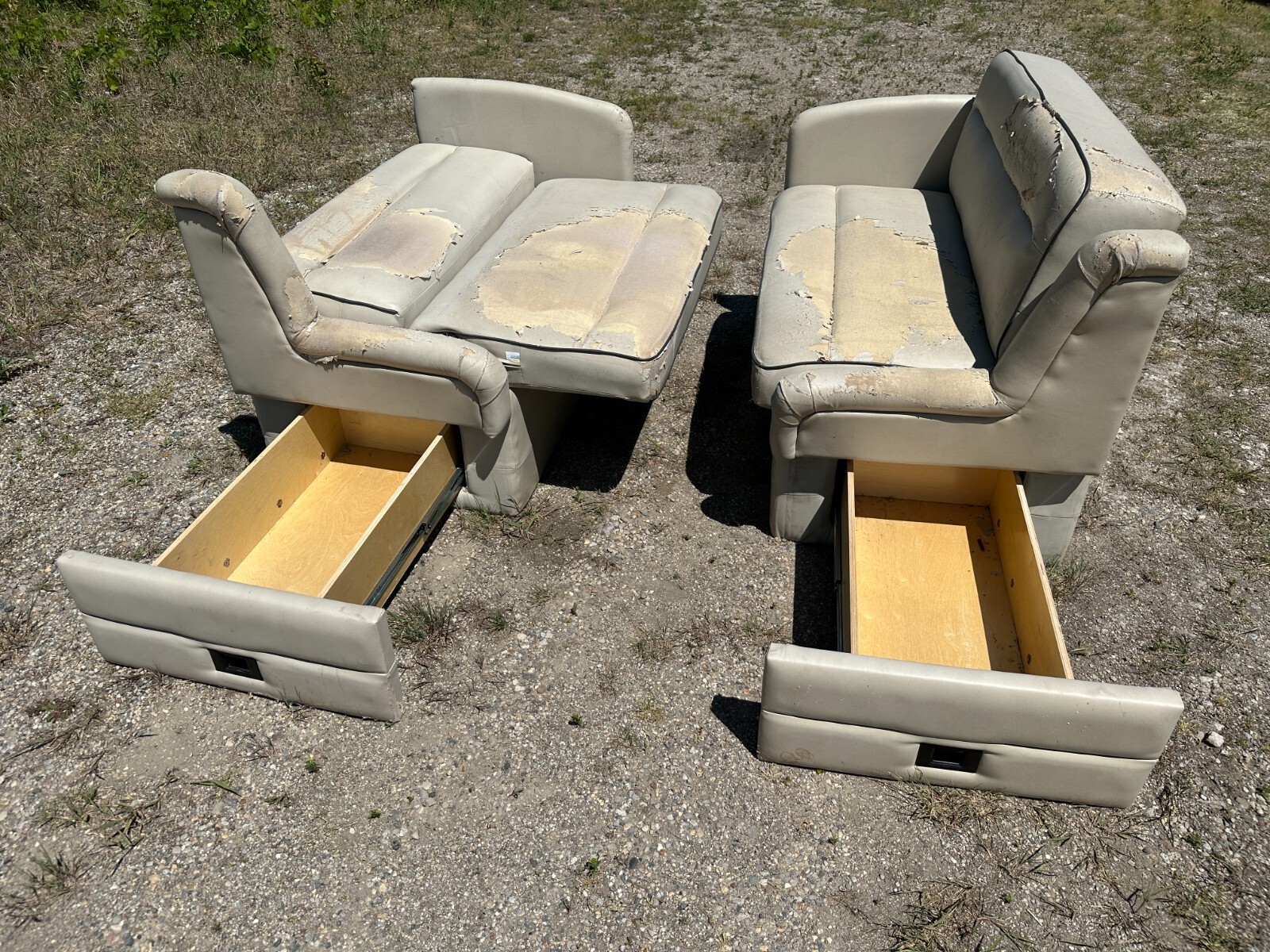 Flexsteel RV Ultraleather Cream Euro Dinette Booth bed Boat Motorhome ...