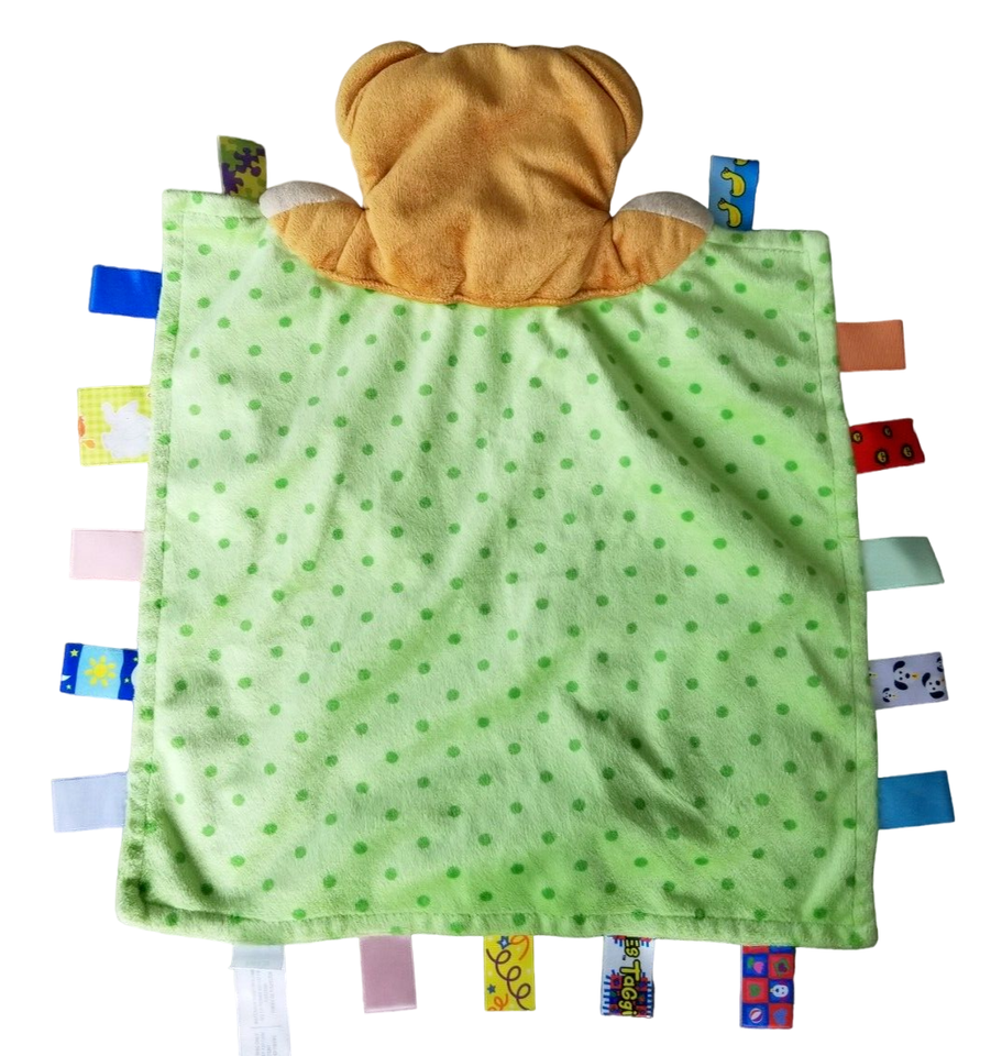 Taggies Teddy Bear Honey Pot Bee Green Polka Dot Baby Security Blanket ...