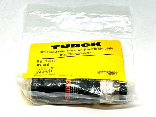 Turck BS 34-0 Straight Male Field-Wireable M16 Connection 3-Pin U2 ...