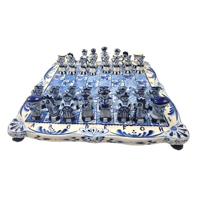 Gzhel Russian Czech Porcelain Chess Set Flow Blue Fish With Chess ...