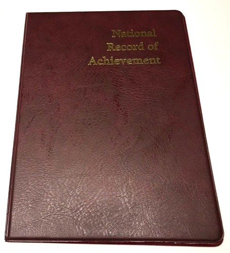 A5 NATIONAL RECORD OF ACHIEVEMENT PVC FOLDER IN BURGUNDY LEATHER LOOK ...