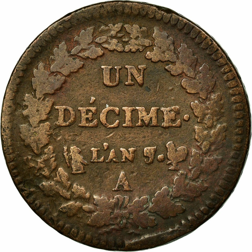 [#28219] Coin, France, Dupré, Decime, 1798, Paris, VF(20-25), Bronze ...