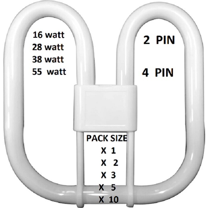 2D Energy Saving Fluorescent Tube Lamp Bulb- 16W, 28W, 38W, 55W- 2 Pin ...