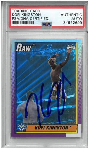 KOFI KINGSTON SIGNED AUTOGRAPH SLABBED WWE 2021 TOPPS HERITAGE CARD PSA ...