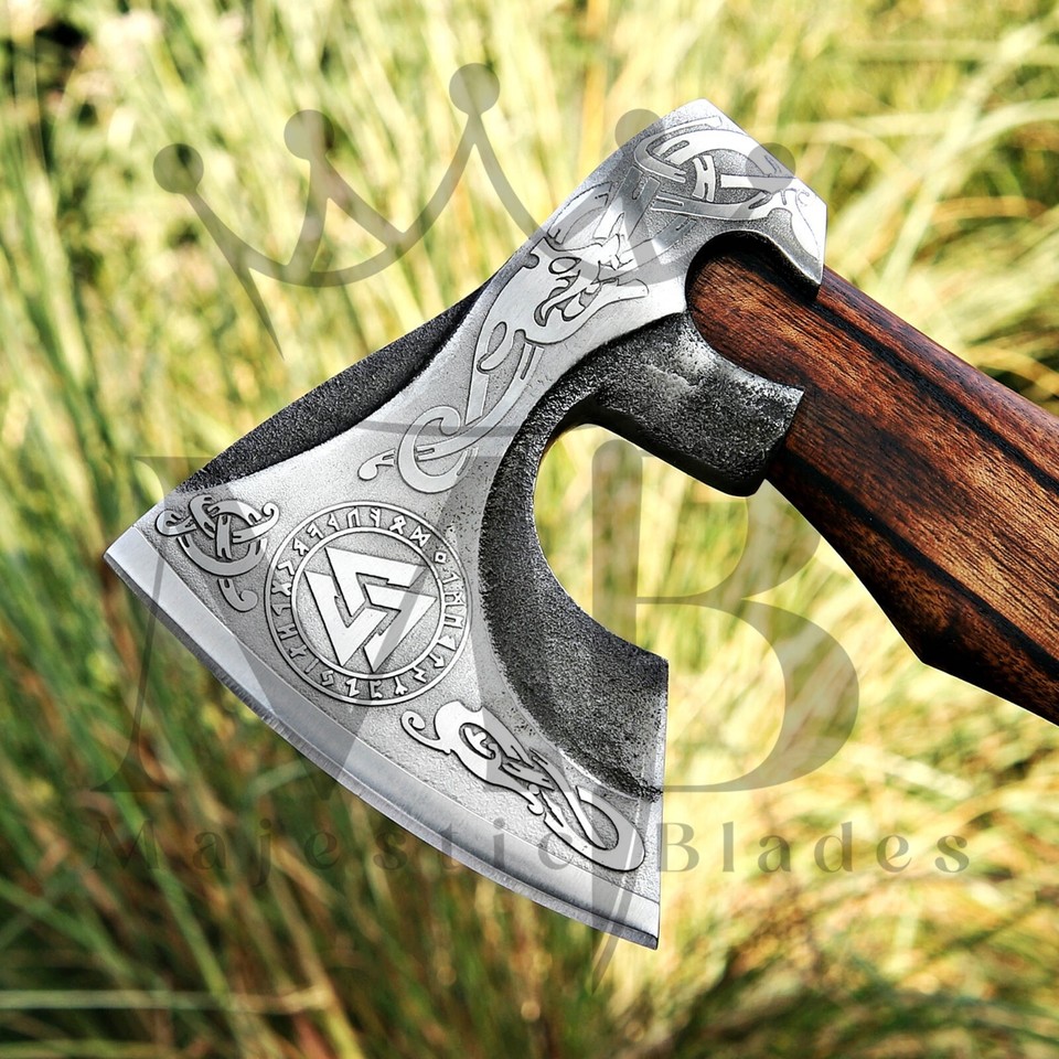 Custom Handmade Viking Axe Carbon Hatchet, Steel Axe, Bearded Axe Razor ...