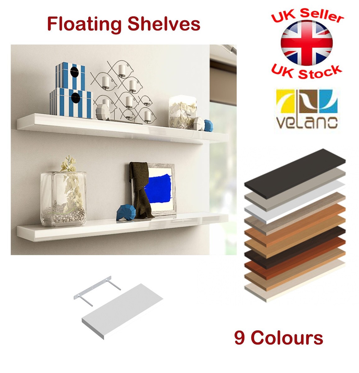 Modern Floating Wall Shelves Renato Floating Wall Shelf Black