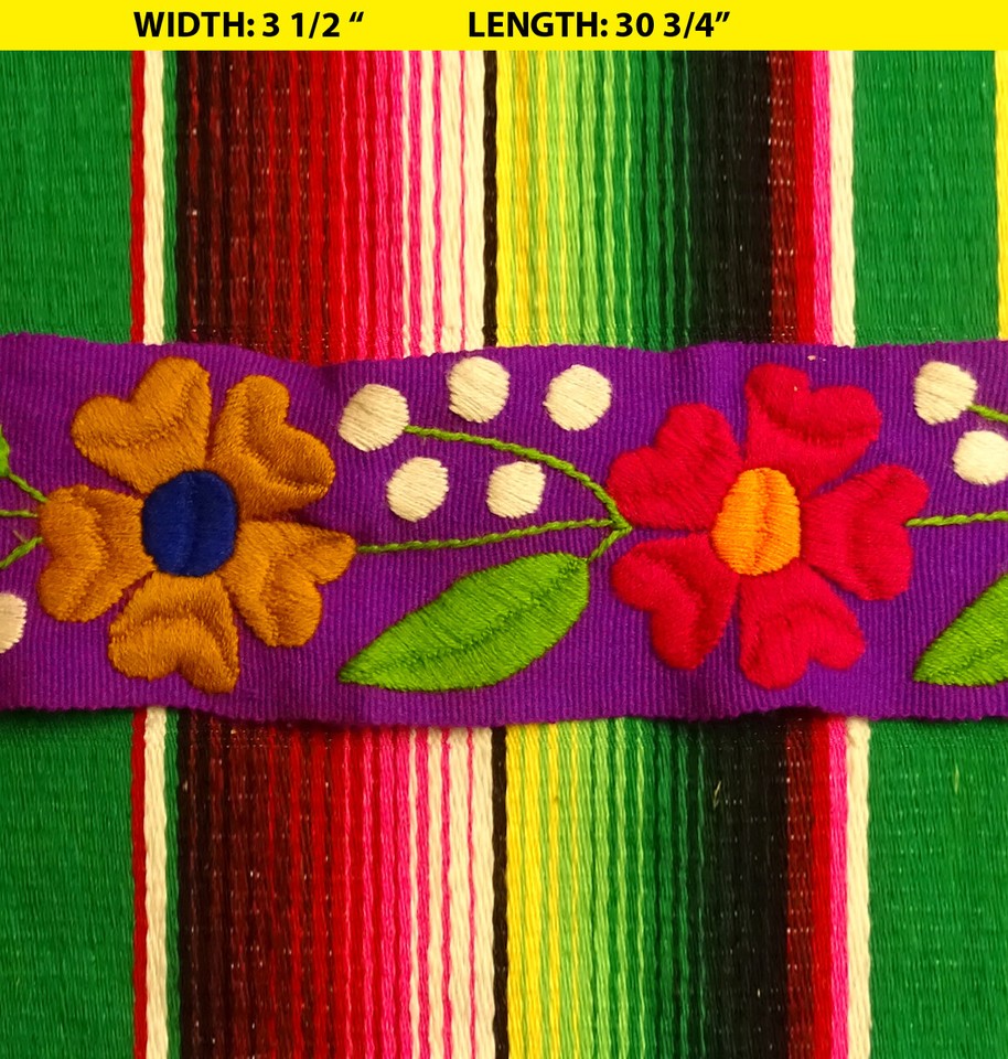 Handmade Mexican Embroidered Sash from Chiapas Zinacantan | eBay