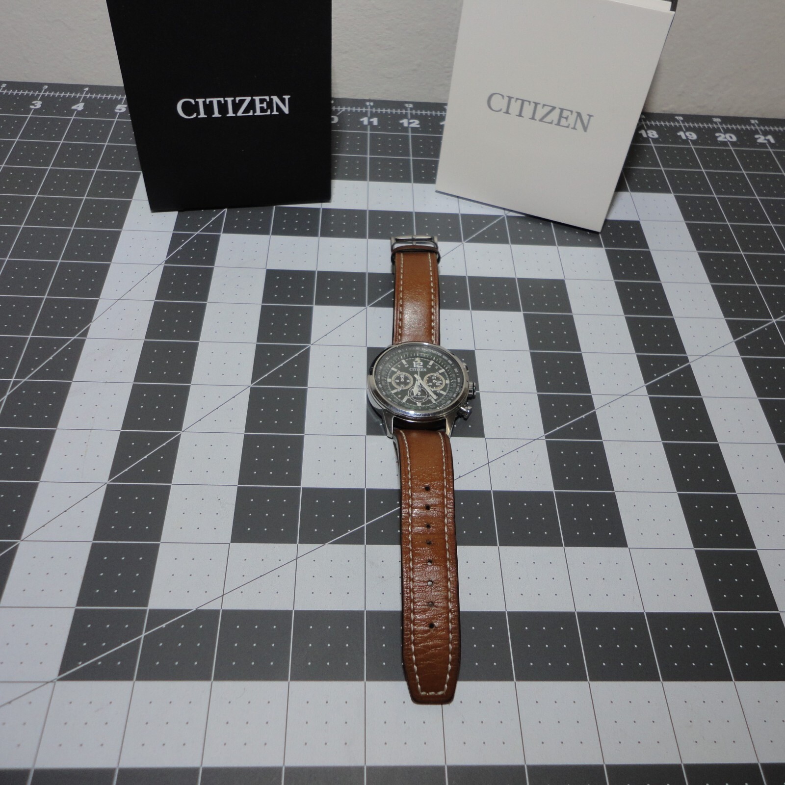 Citizen Watch Avion Chronograph Eco-Drive Leather Str… - Gem