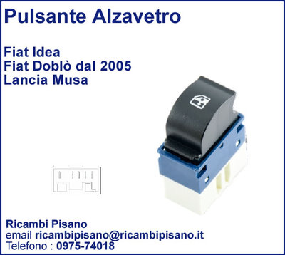 Pulsante Fiat Alzavetro Doblò 2005 Idea Lancia Musa - Blu - 735417034 ...