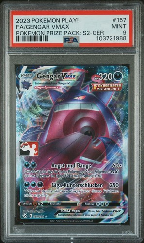 PSA 9 Mint Gengar Vmax 157/264 Pokemon Play! Prize Pack Series 2 German ...