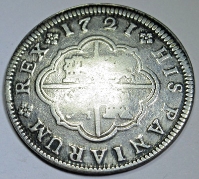 1721 Spanish Silver 2 Reales Genuine 1700's Colonial Cross Pirate ...