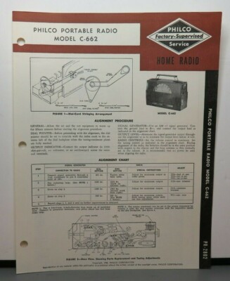 PHILCO SERVICE MANUAL PR-2802 PORTABLE RADIO MODEL C-662 | eBay