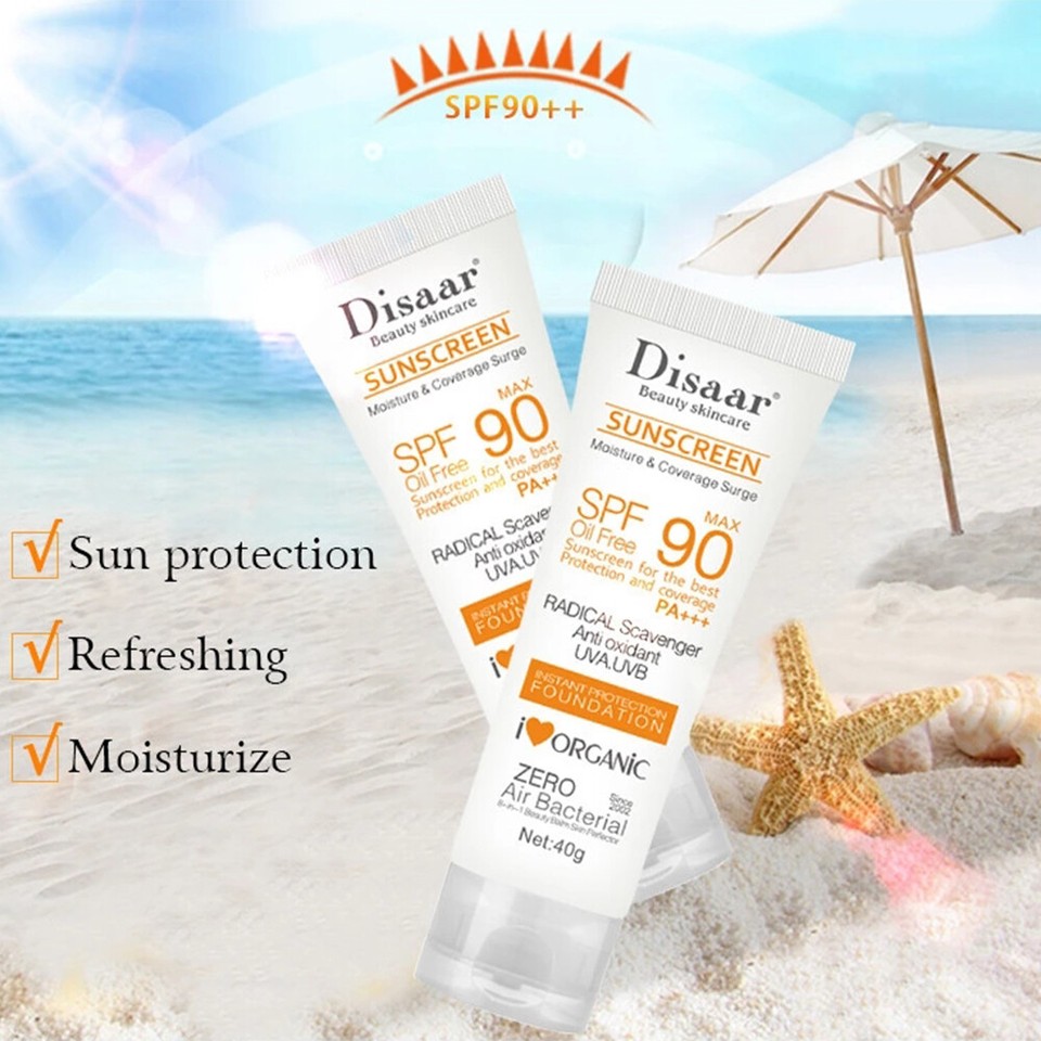 Sunscreen SPF 90 Cover Protect Skin UVA UVB Radical Scavenger Oil Free ...