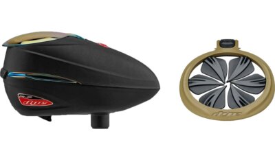 Dye R2 Electronic Paintball Loader Rotor Hopper Fire Red w/ Gold Dye ...