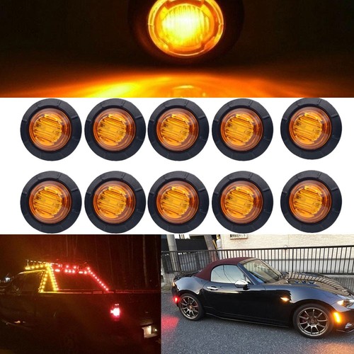 10PCS 3/4" Mini Round Side LED Bullet Marker Amber Lights For Trucks ...