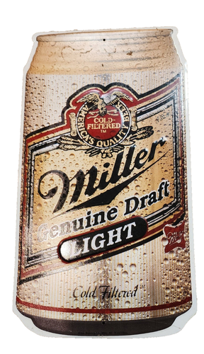 Miller Genuine Draft Light MGD. Beer Can Tin Metal Sign 15" x 8" Man ...
