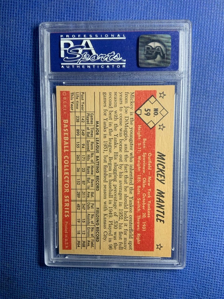 1953 BOWMAN COLOR BASEBALL #59 MICKEY MANTLE YANKEES PSA 8** Investment ...
