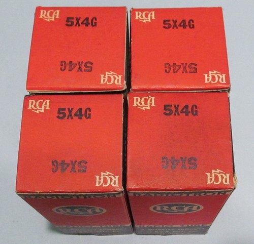 LOT OF 4 RCA 5X4G NOS/NIB RECTIFIERS - TESTED - V3 CODE - 5U4G W/DIFF ...