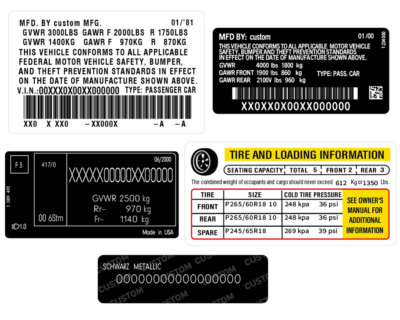 Custom Vehicle Labels – Black or White Style | eBay