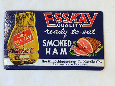 Vintage Esskay Quality Smoked Ham 1946 Pocket Calendar Baltimore MD ...