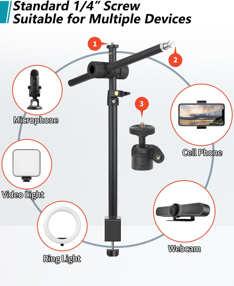 Overhead Camera Mount Desk Stand with 360° Adjustable Holding Arm ...