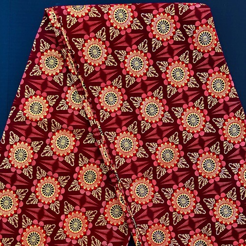 African fabric, Ankara fabric, Metallic gold glitter maroon floral ...