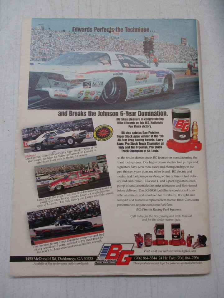NATIONAL DRAGSTER MAGAZINE OCTOBER 2, 1998 ANGELLE SEELING GARY SCELZI ...