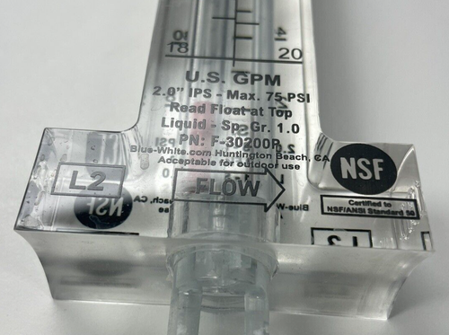 Blue-White F-300 Flow Meter F-30200P 2” Pipe Standard Flow 40-140 GPM ...