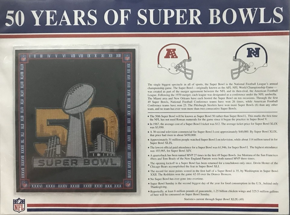 Official NFL Super Bowl Patch Collection/Willabee & Ward 1967-2019 + 50 ...