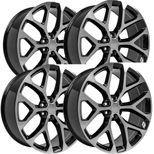 (Set of 4) OE Wheels CV98B 24x10 6x5.5" +24mm Black/Machined Wheels ...