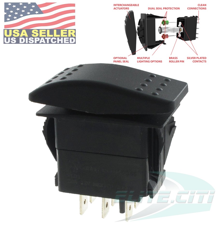 Carling Technologies VLD2S00B-AZC00-000 Switch, Rocker, Dpdt, 20A ...