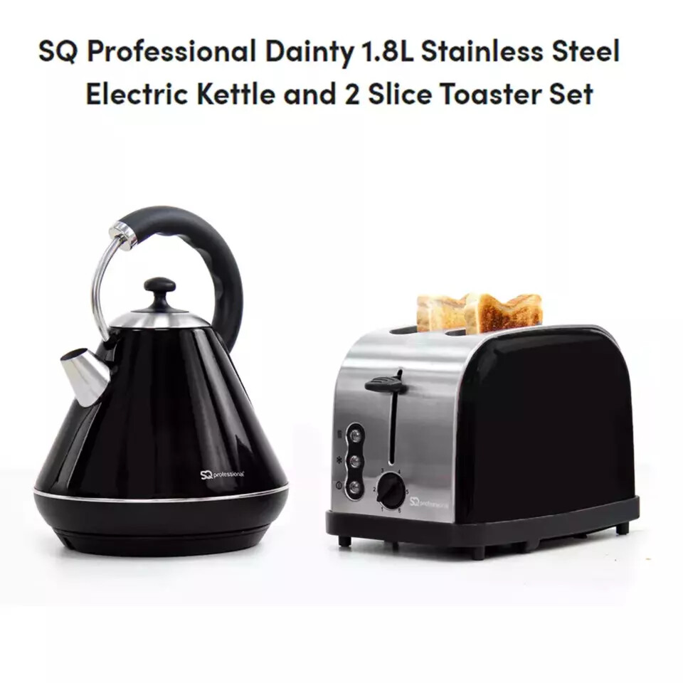 Retro Stainless Steel 1.8L Kettle 360° Swivel Base & 2 Slice Toaster ...
