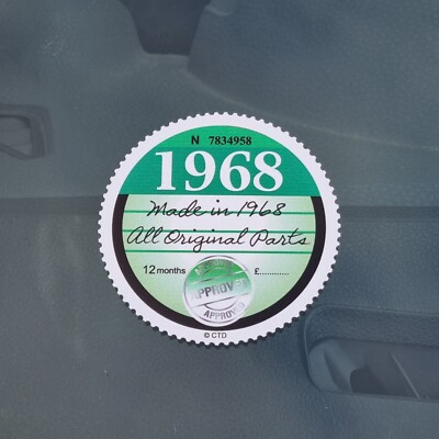 1968 Green Tax Disc Replacement Retro Vinyl Sticker Decal For Car ...