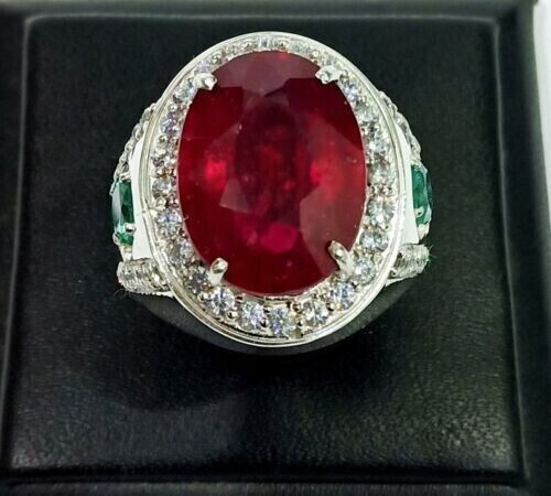 Sparkling Oval Shape Red Lab Created Ruby & Cubic Zirconia Women ...