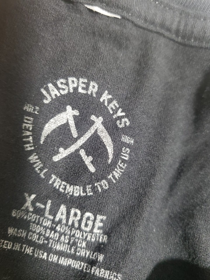 Jasper Keys Reaper Scythe Logo Black on Black T-shirt Size XL | eBay