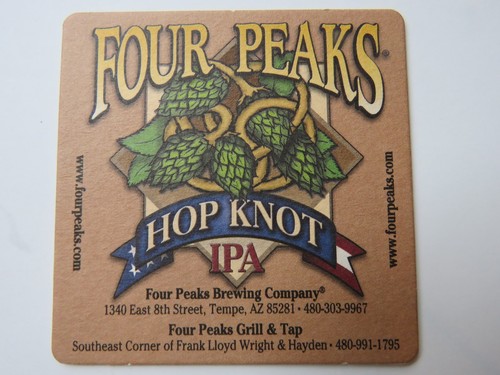 Beer Bar Coaster ~ FOUR PEAKS Brewing Hop Knot IPA ~ Tempe, ARIZONA ...