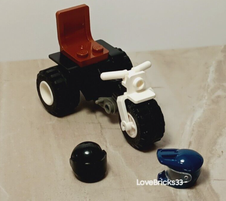 New LEGO ATV 3 Wheeler Free Helmets Detachable Seat Tractor Black White ...