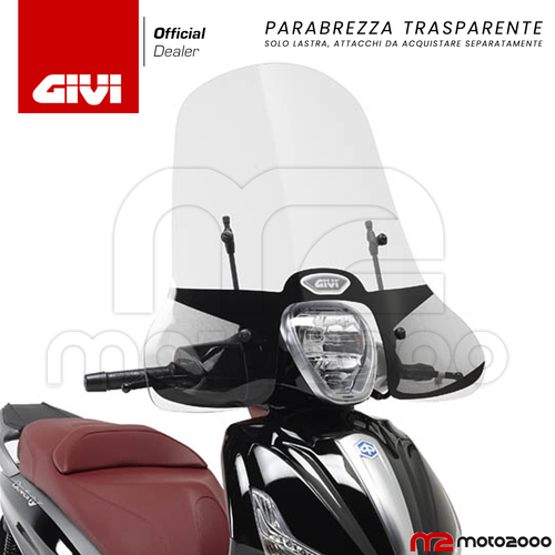 PARABREZZA PARAVENTO TRASPARENTE GIVI 5606A PER PIAGGIO BEVERLY 125 300 ...