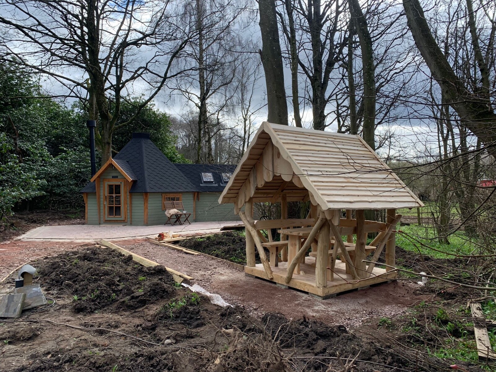 Log Gazebo,Bespoke,Tree Trunk,Hot Tub Shelter,Handmade Pavilion,Wooden ...