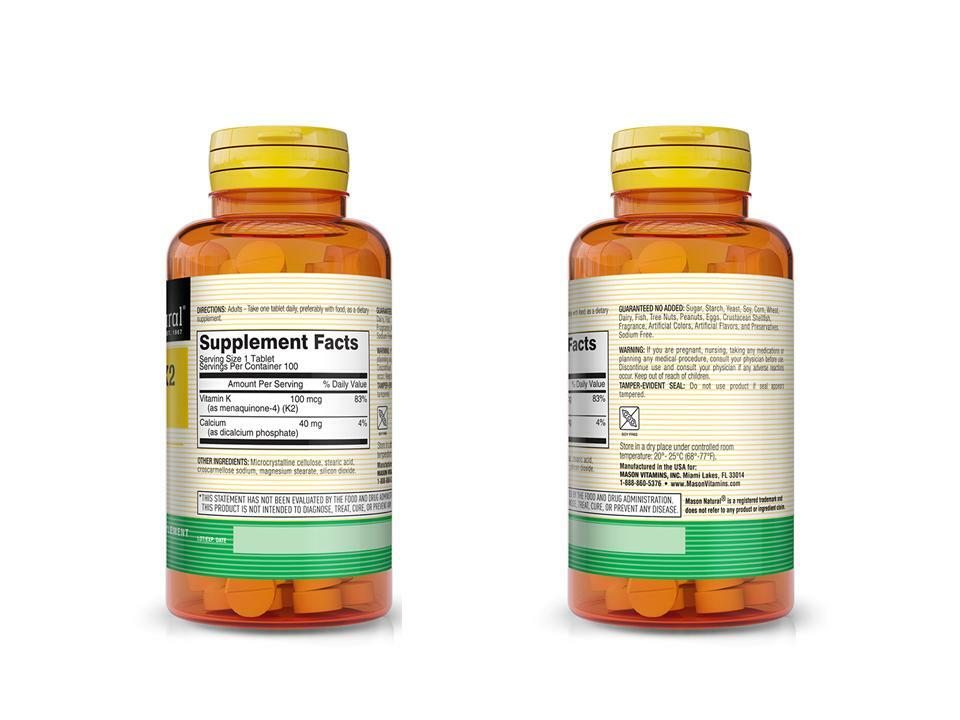 VITAMIN K2 MK-4 100MCG Bone Vit K PLUS CALCIUM 100 Tablets | eBay