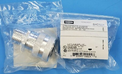 LOT OF 2 HUBBELL SHC1024 CORD CONNECTORS .50-.63 INCH 1/2 INCH ALUMINUM ...