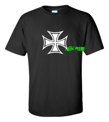 IRON CROSS MALTESE CROSS T SHIRT hot rod biker chopper german WWI WWII ...